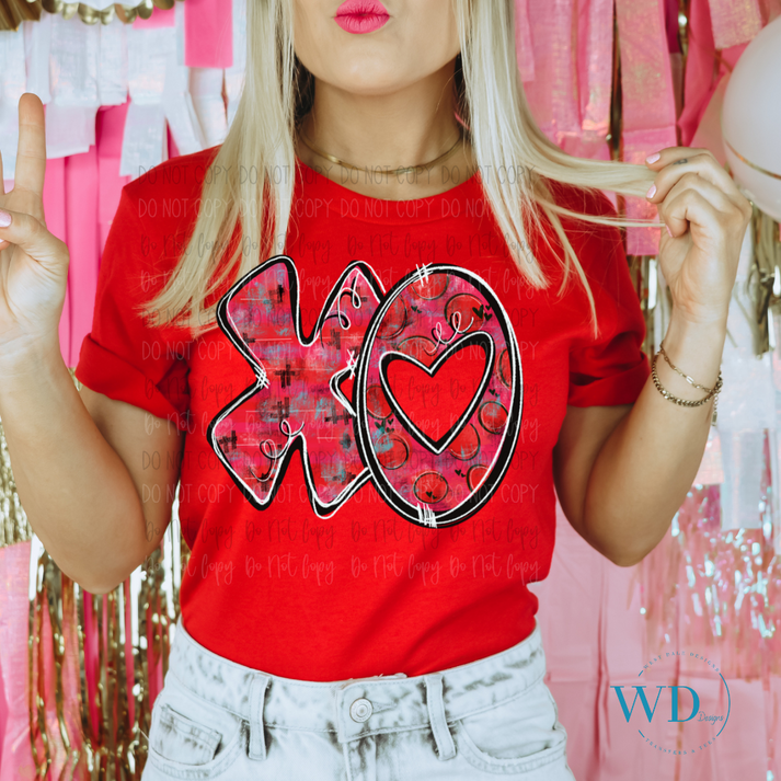 Grunge XO Red DTF Transfer – West Dale Designs