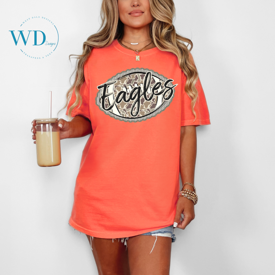 Camo Football Mascot DTF Transfer – West Dale Designs